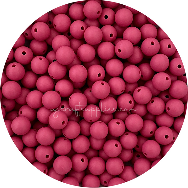 Raspberry 2.0 - 12mm Round Silicone Beads - 10 beads - AJ Craft Supplies