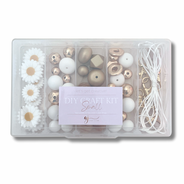 Small DIY Craft Kit - Classic Snow & Gold Daisy - AJ Craft Supplies