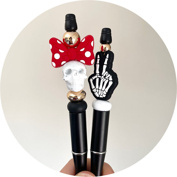 Skeleton Hand Peace Sign Silicone Beads - 2 Beads - AJ Craft Supplies