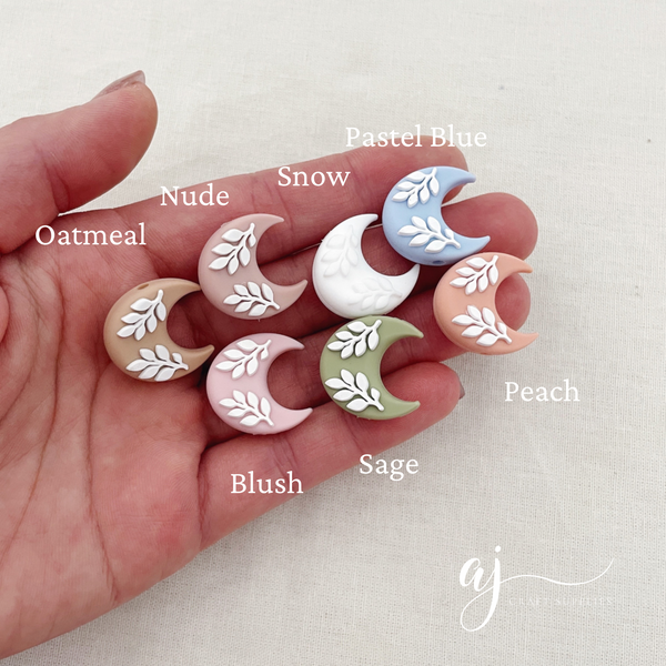 Leaf Crescent Moon Silicone Beads - CHOOSE YOUR COLOUR - 2 beads - AJ ...