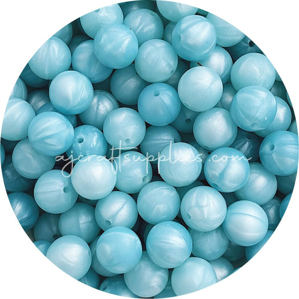 Pearl Baby Blue - 15mm round - 10 Beads - AJ Craft Supplies